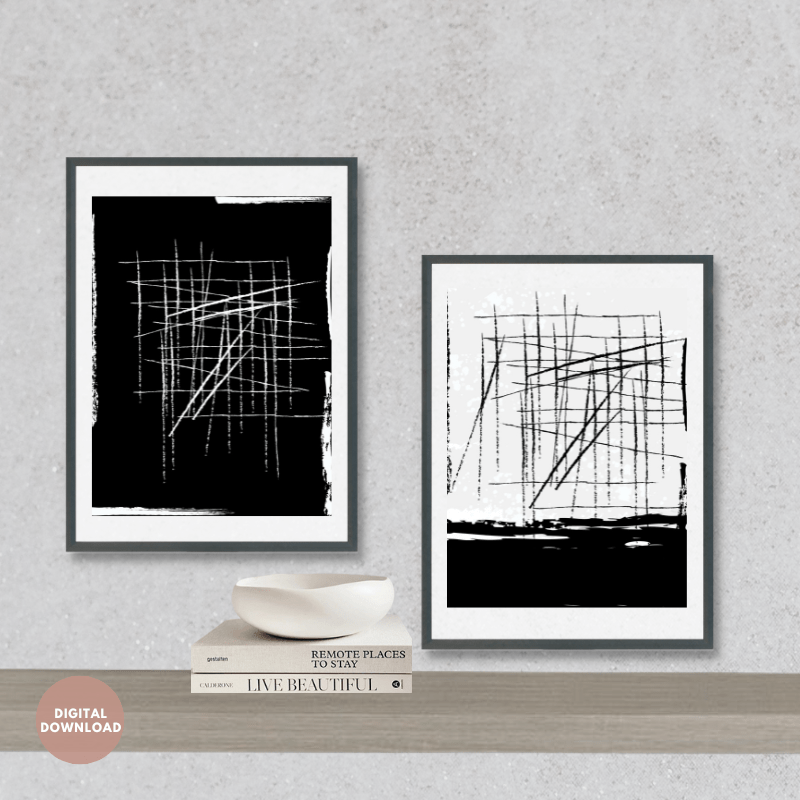 Modern-Scribble-Lines-Art-Prints (Set of 2) - the decorholic